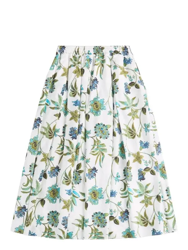 FAY Printed Cotton Skirt - White
