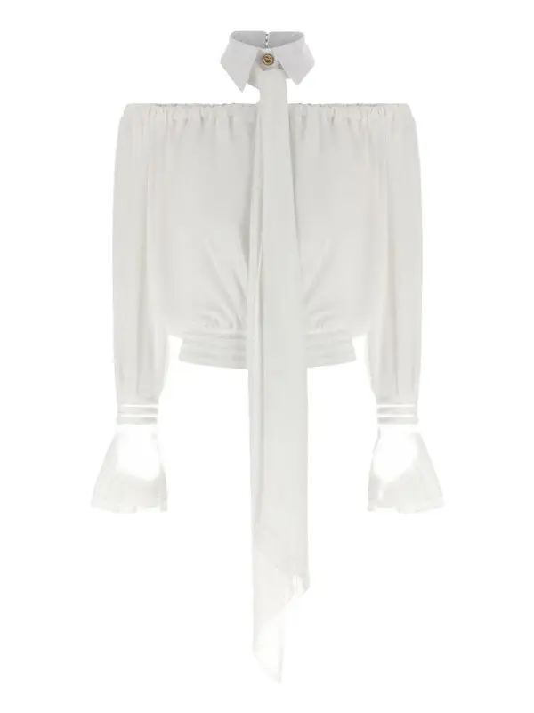 Elisabetta Franchi Off-the-shoulder Ruffle Blouse - White