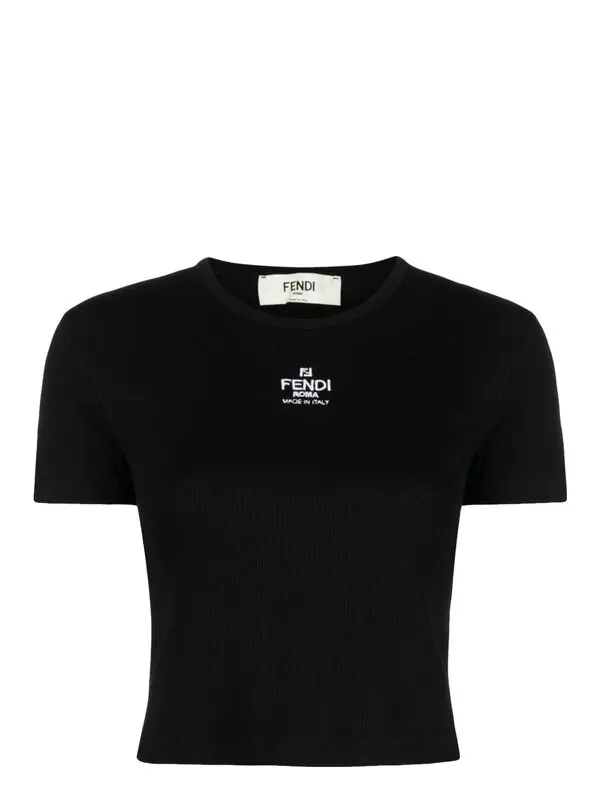 Fendi Logo Cotton T-shirt - Black