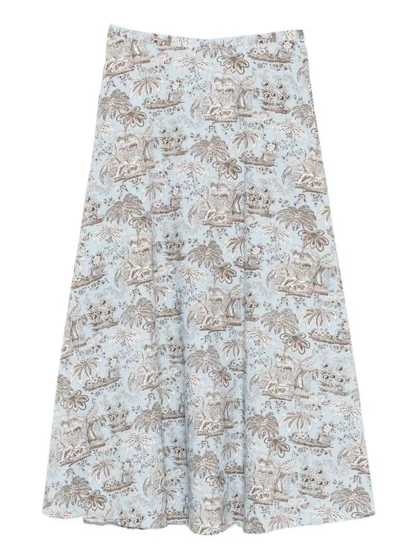 Staud Axel Printed Skirt - Sky Blue