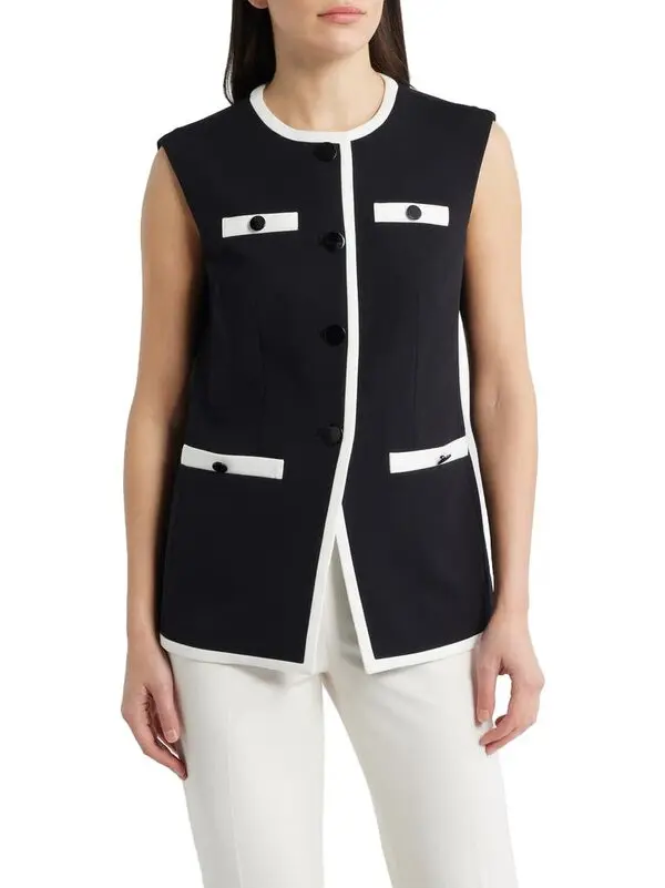 Anne Klein Color Block Vest - Anne Black/white Dove