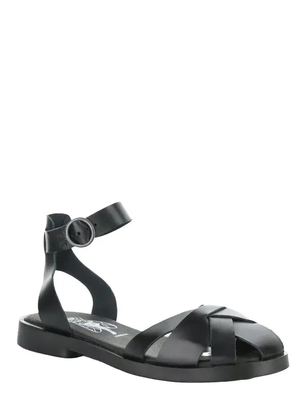 Fly London Alli Ankle Strap Fisherman Sandal - Black