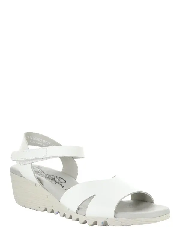 Fly London Olla Ankle Strap Wedge Sandal - White