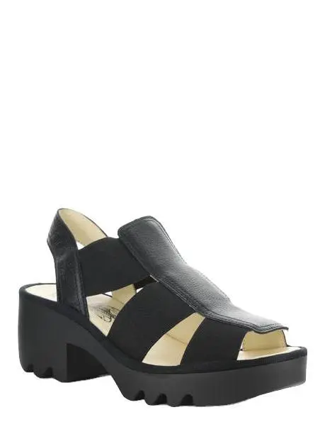 Fly London Teev Platform Sandal - Black
