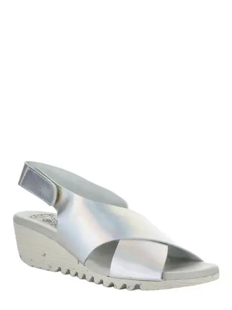 Fly London Orfy Slingback Wedge Sandal - Silver