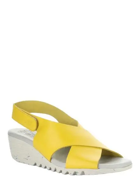 Fly London Orfy Slingback Wedge Sandal - Yellow