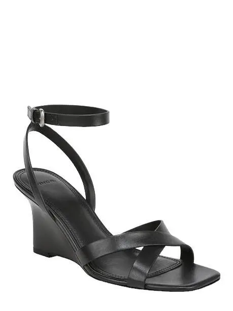 Vince Parma Ankle Strap Wedge Sandal - Black