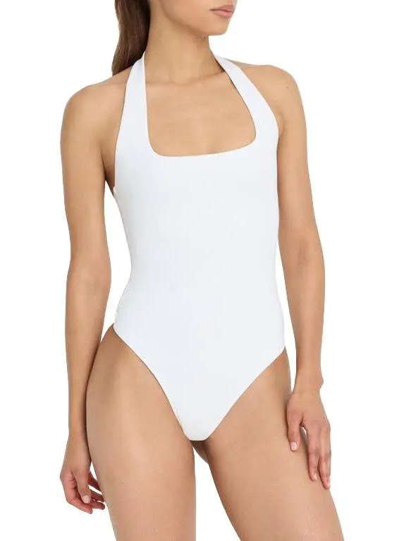 Good American Sculpt Halter Square Bodysuit - White001
