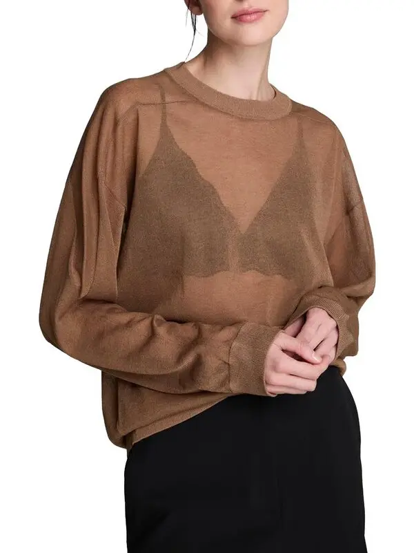 KENNETH COLE Sheer Crewneck Sweatshirt - Mesquite