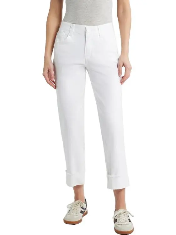 Wit & Wisdom Frayed Cuffed High Waist Boyfriend Jeans - Optic White