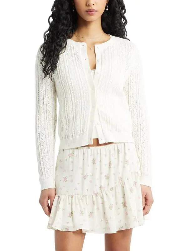 Bp. Pointelle Knit Cardigan - Ivory