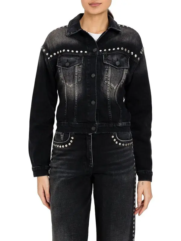 TWINSET Studded Cotton Denim Jacket - Black