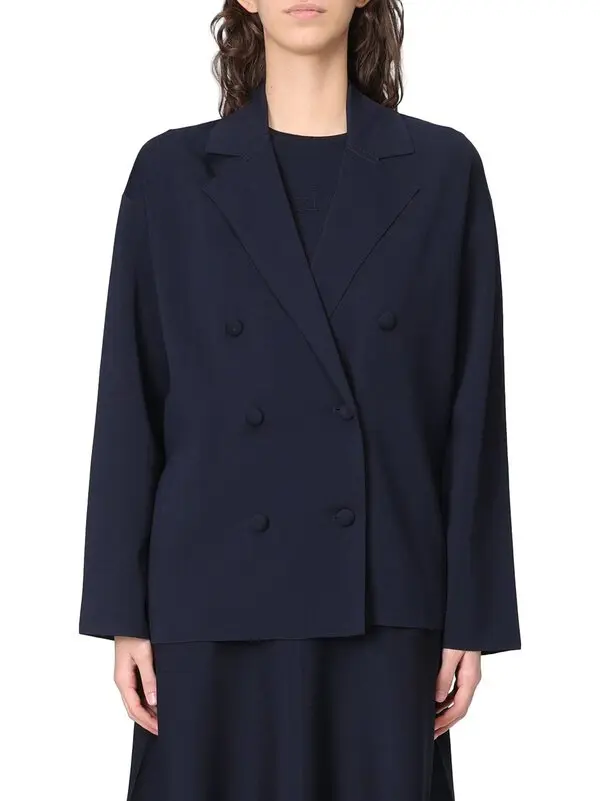 Max Mara Double-breasted Knit Blazer - Blue