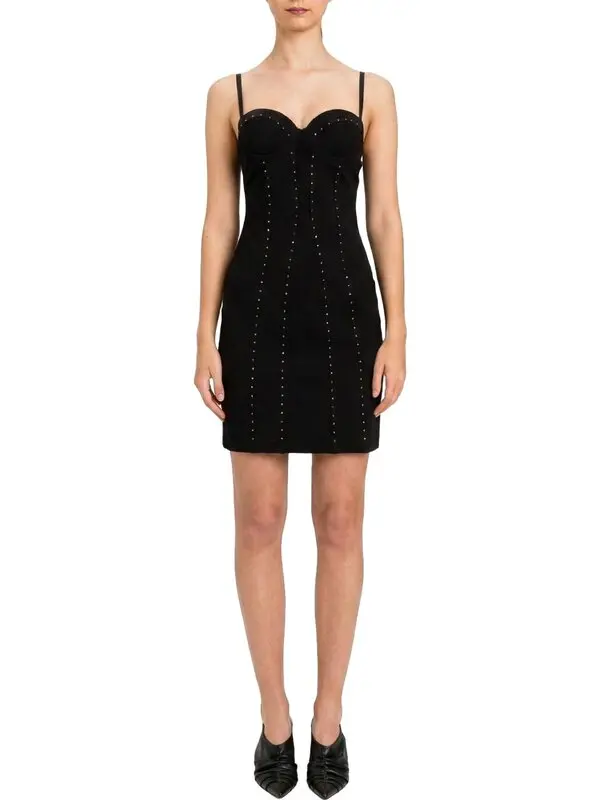 TWINSET Viscose Blend Mini Dress With Rhinestones - Black