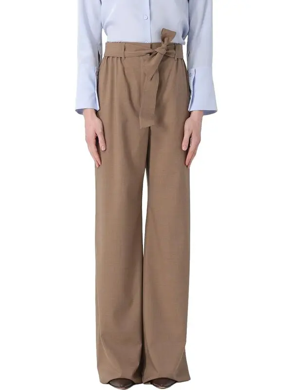 Max Mara Virgin Wool Palazzo Trousers - Brown