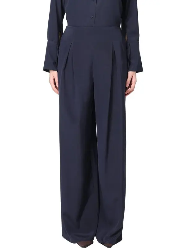Max Mara Pleated Wide Leg Trousers - Blue