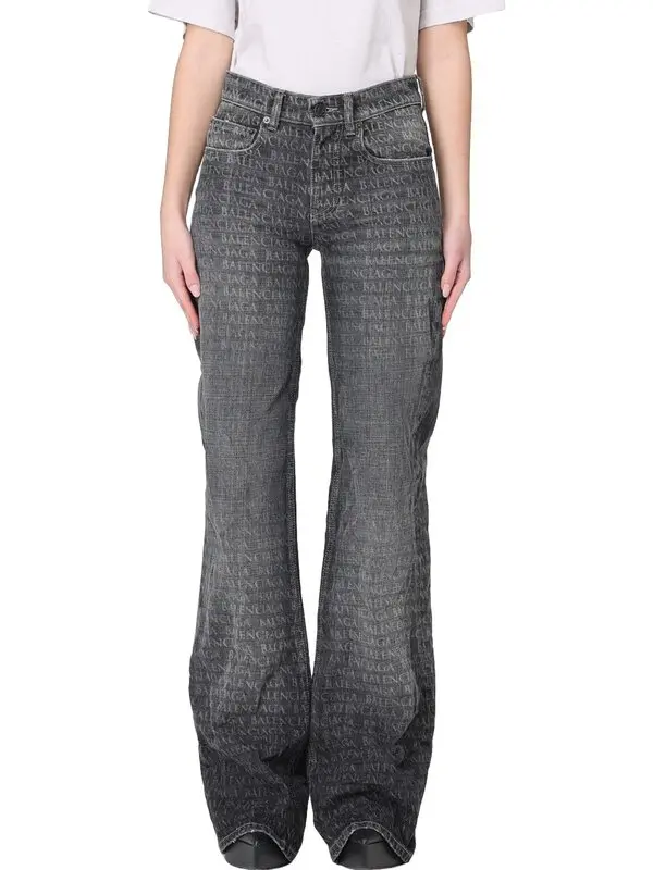 Balenciaga Monogrammed Wide-leg Jeans - Black