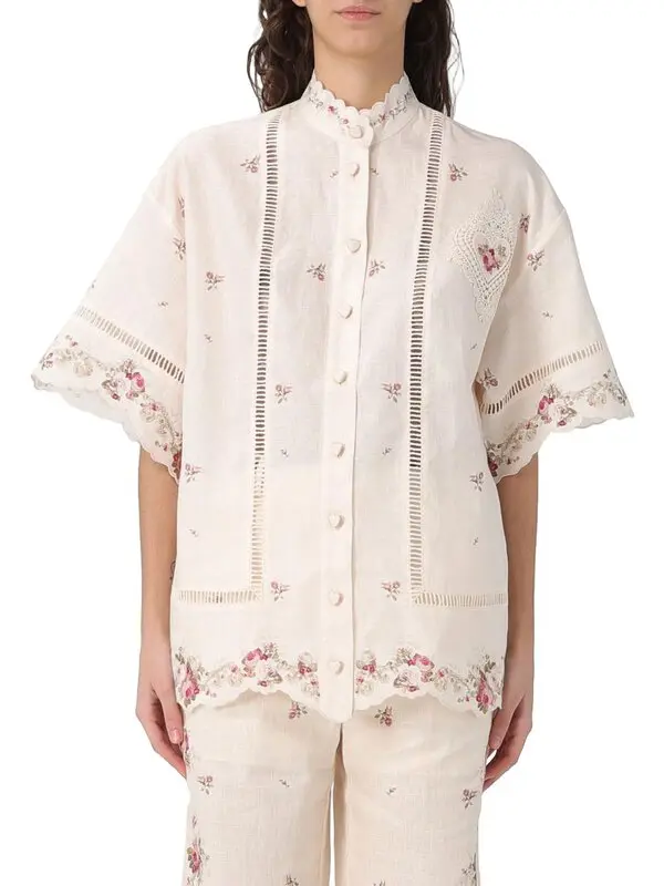 Zimmermann Floral Appliqued Shirt - Beige