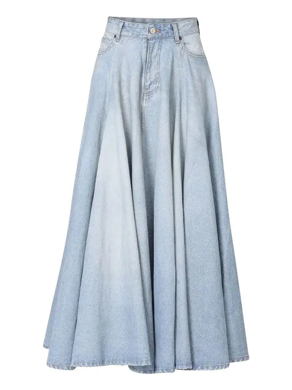 Balenciaga Denim Maxi Skirt - Blue