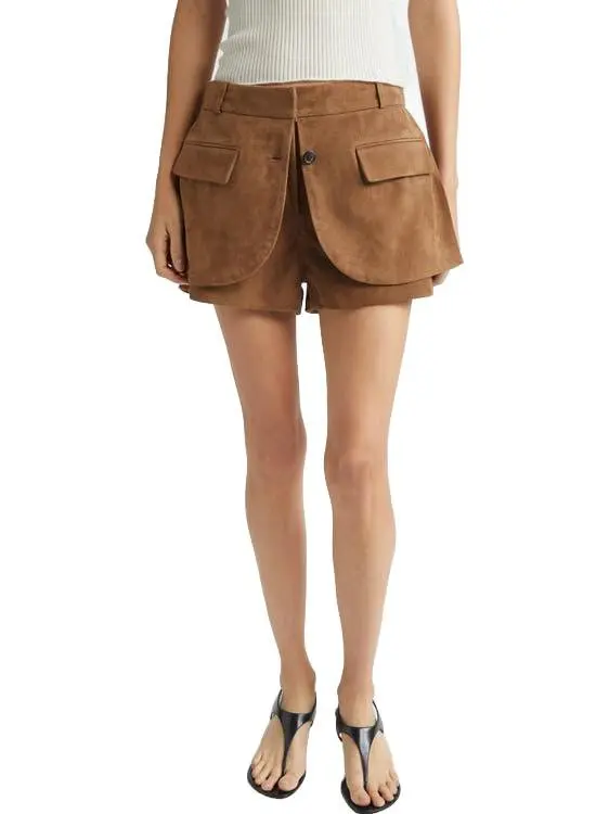 Monse Blazer-inspired Suede Shorts - Tan