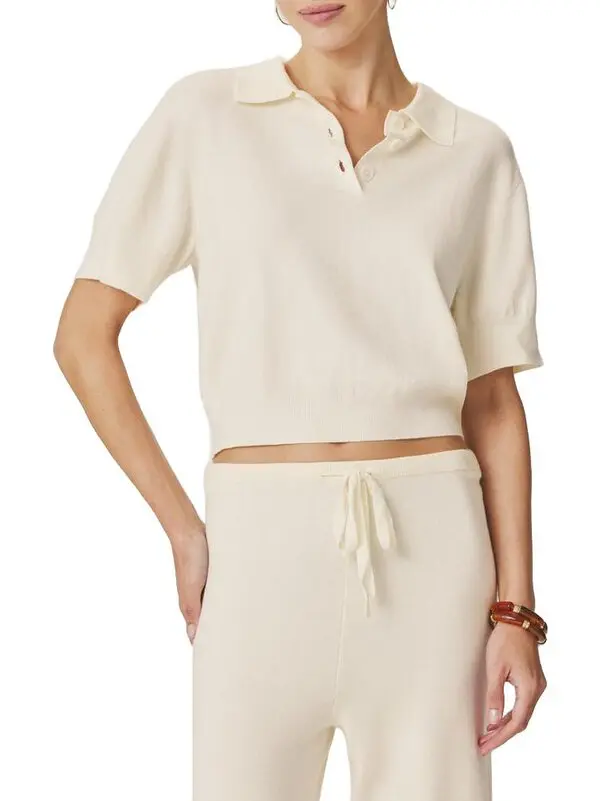 Splendid Christa Crop Polo Sweater - Shell
