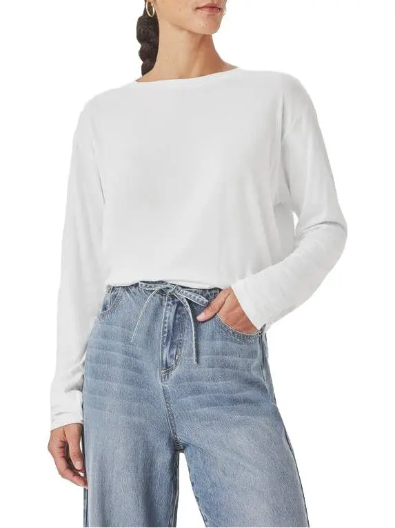 Splendid Lila Long Sleeve Cotton Top - White