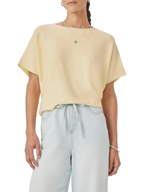 Splendid Christa Short Sleeve Sweater - Honeysuckle Yellow