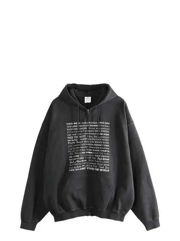Vetements Fuck Everything Zip-up Hoodie - Black