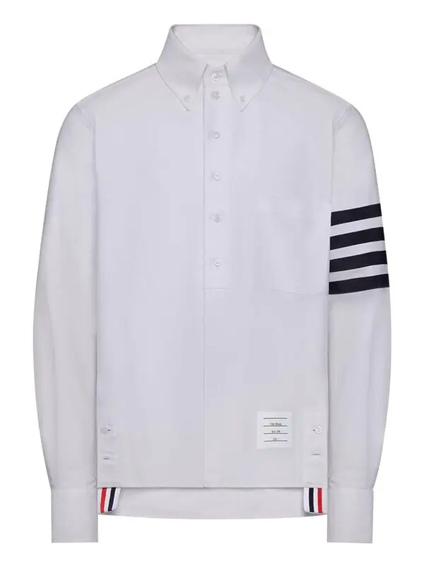 Thom Browne Straight Fit Oxford Long-sleeve Shirt - White