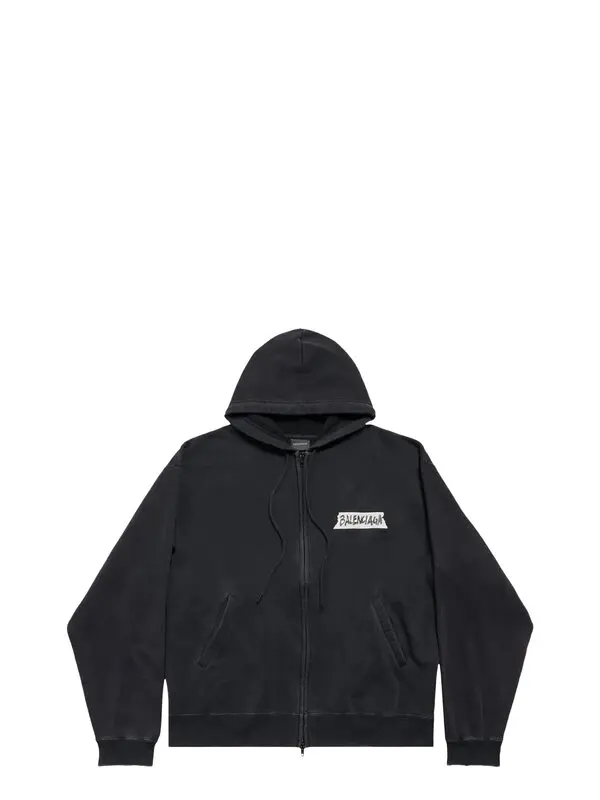 Balenciaga Over Zip-up Hoodie - Black