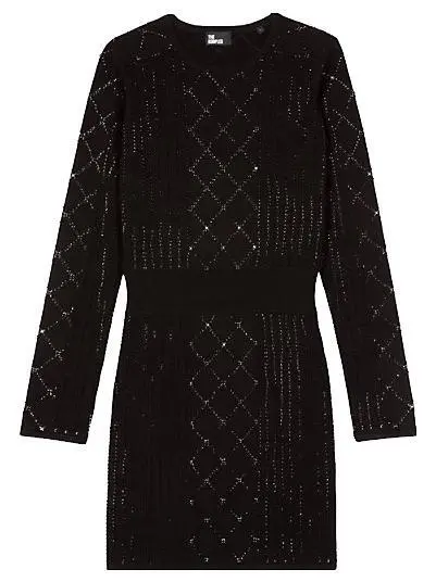 The Kooples Stud-embellished Knitted Mini Dress - Black
