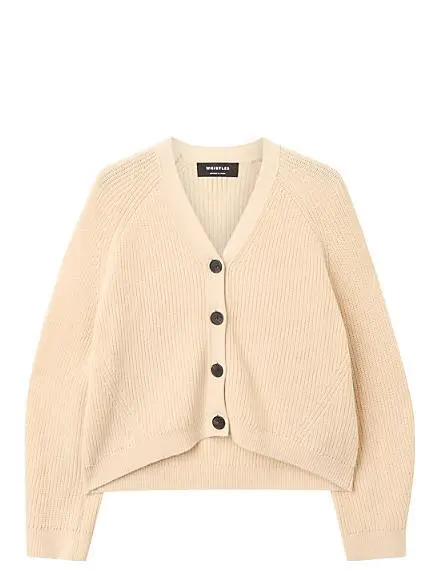 Whistles V-neck Knitted Cotton Cardigan - Cream