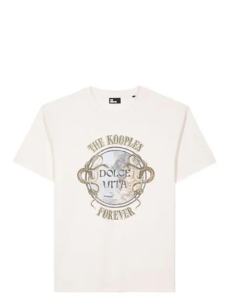The Kooples Branded Short-sleeved Cotton-jersey T-shirt - Light Beige