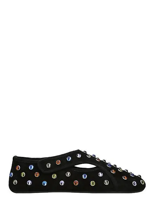 Alaïa Jeweled Leather Ballet Flats - Black/comb