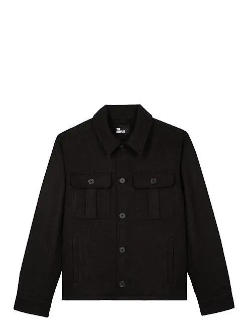 The Kooples Wool-blend Buttoned Jacket - Anthracite