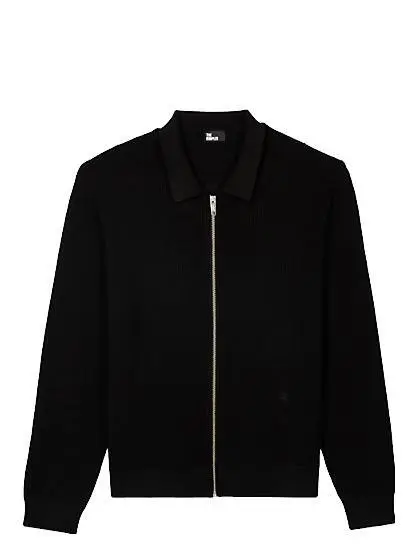 The Kooples Honeycomb Knitted Zip-up Cardigan - Black