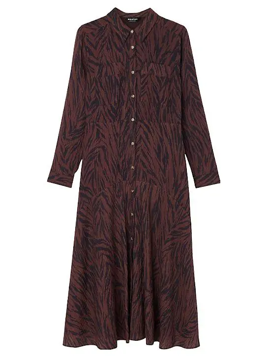 Whistles Collared Zebra-print Woven Shirt Dress - Multi-coloured