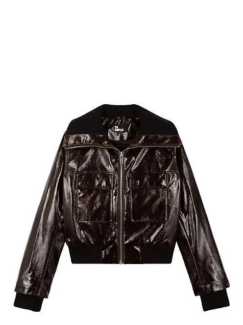 The Kooples Vinyl-effect Woven Jacket - Cafe