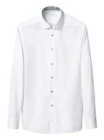 Eton Floral-trim Slim-fit Cotton Shirt - White