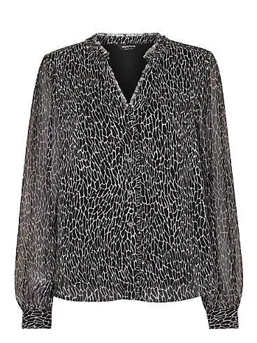 Whistles Dragonfly-print Long-sleeve Woven Blouse - Black