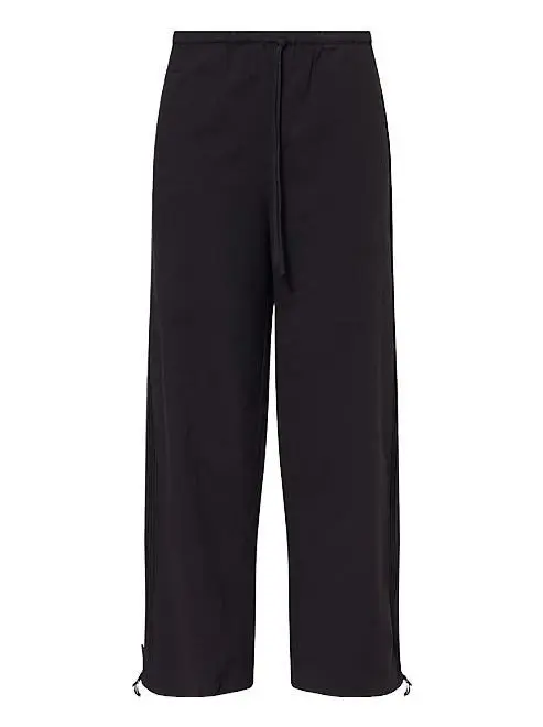 PEACHY DEN Pleated-stripe Cotton Trousers - Onyx