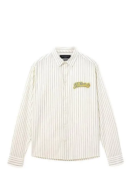 ALLSAINTS Samuel Logo-patch Cotton Shirt - Pebble White