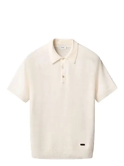 Eton Short-sleeve Fine-knit Cotton And Linen Polo Shirt - White