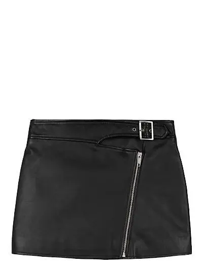 The Kooples Leather Mini Skirt With Zip - Black