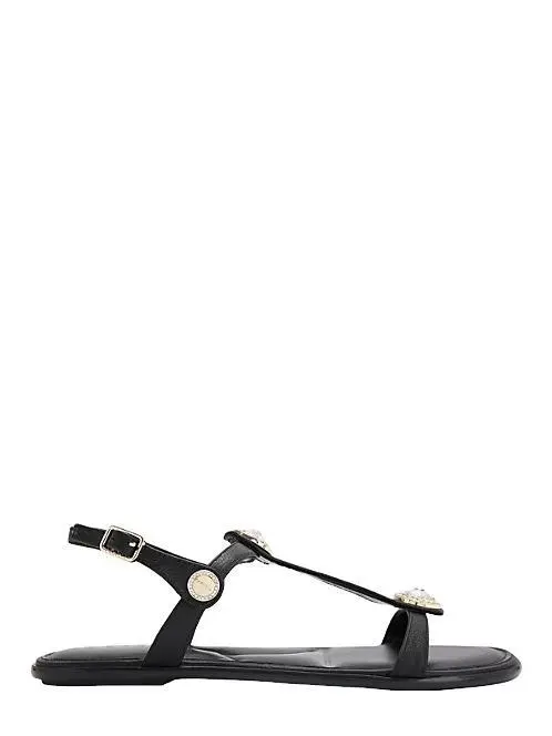 Carvela Amalia Leather Flat Sandals - Black