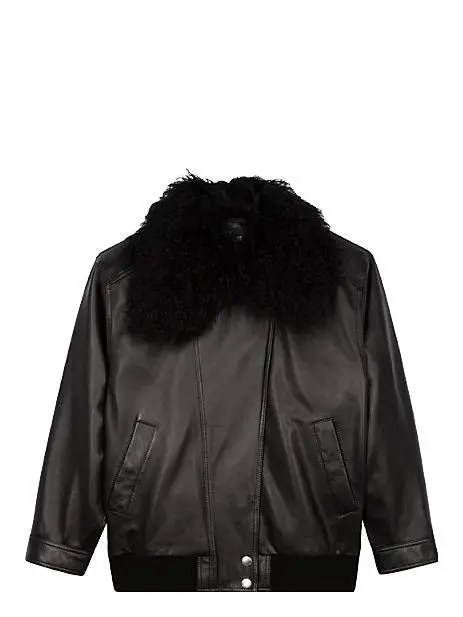 The Kooples Removable-collar Leather Jacket - Black