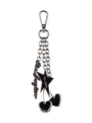 The Kooples Branded Bag Charm - Black Silver