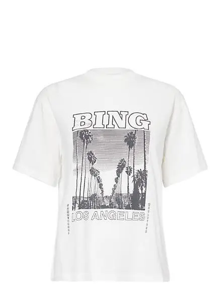 ANINE BING Louis Graphic-print Cotton T-shirt - Ivory