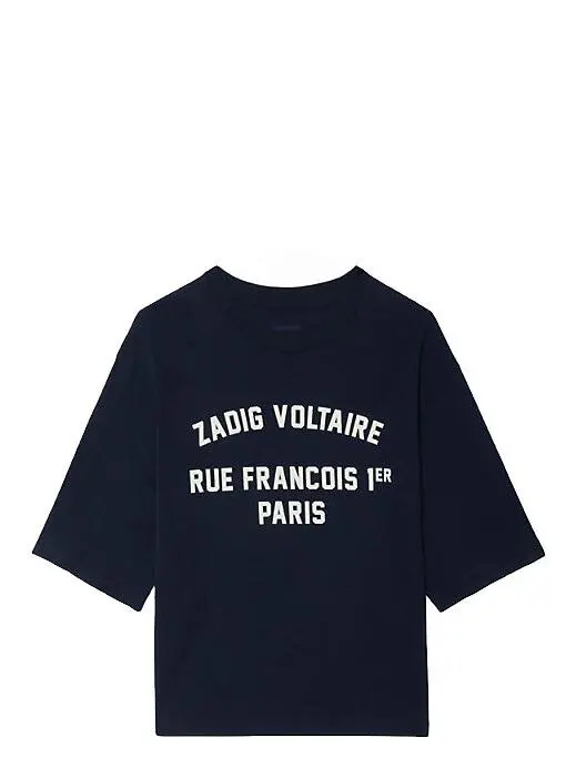 Zadig&Voltaire Taida Relaxed-fit Cotton-jersey T-shirt - Encre