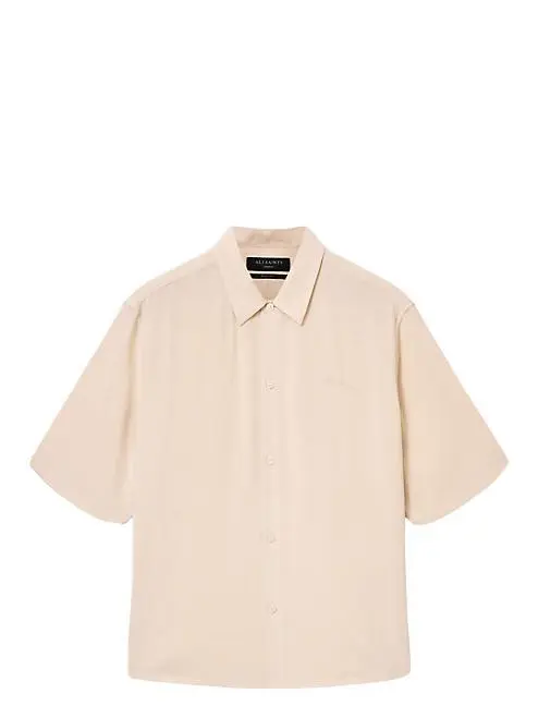 ALLSAINTS Baron Logo-embroidered Woven Shirt - Clifftop Taupe